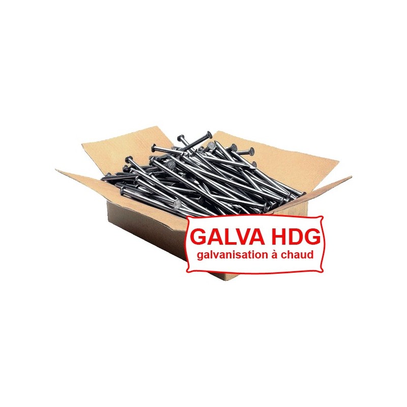 Clou tête plate HDG 5.5X140 lisse galvanisé à chaud 5KG - Kicloutou