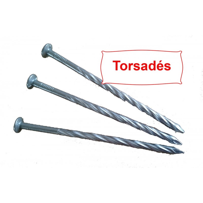 Pointe tête plate ABR acier brut 5.5X140 5KG torsadée - Kicloutou